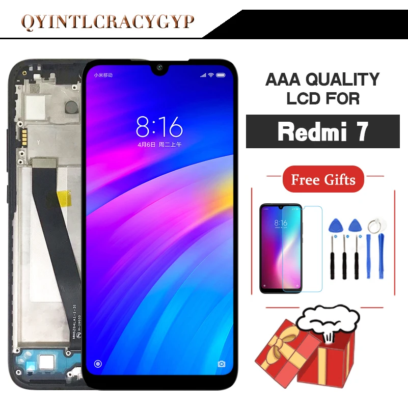 Tela lcd com borda, original, qualidade aaa, para xiaomi redmi 7 ...