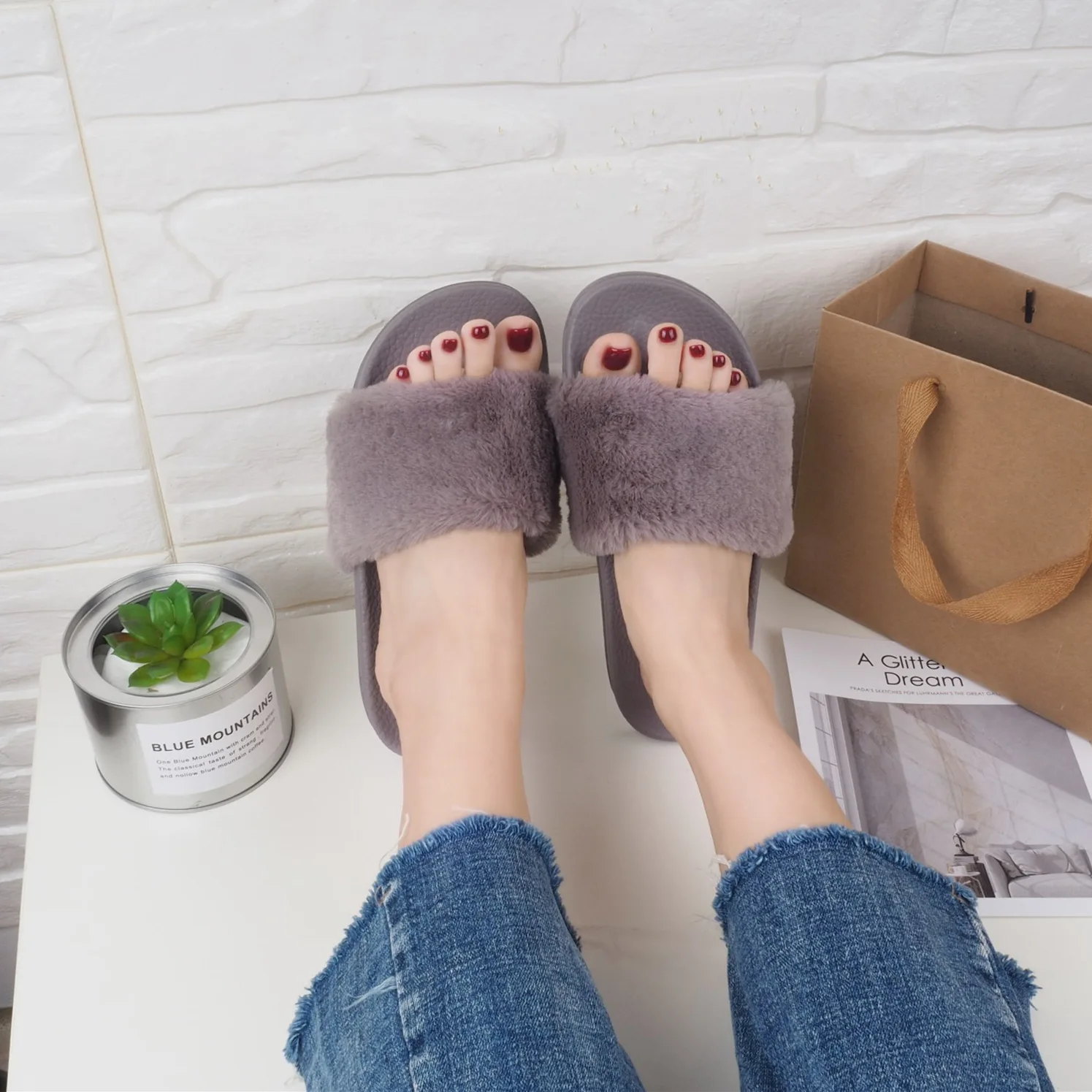 Large Size 36 41 Hot Women Slippers Fashion Spring Summer Autumn Plush