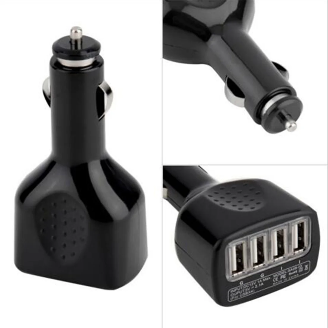 Dewtreetali 5v 2 1a Usb 4 Port Car Cigarette Lighter Socket Black White