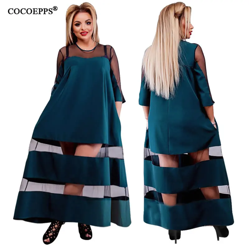 COCOEPPS модное Сетчатое повседневное женское платье перспективное сексуальное платья размера ...