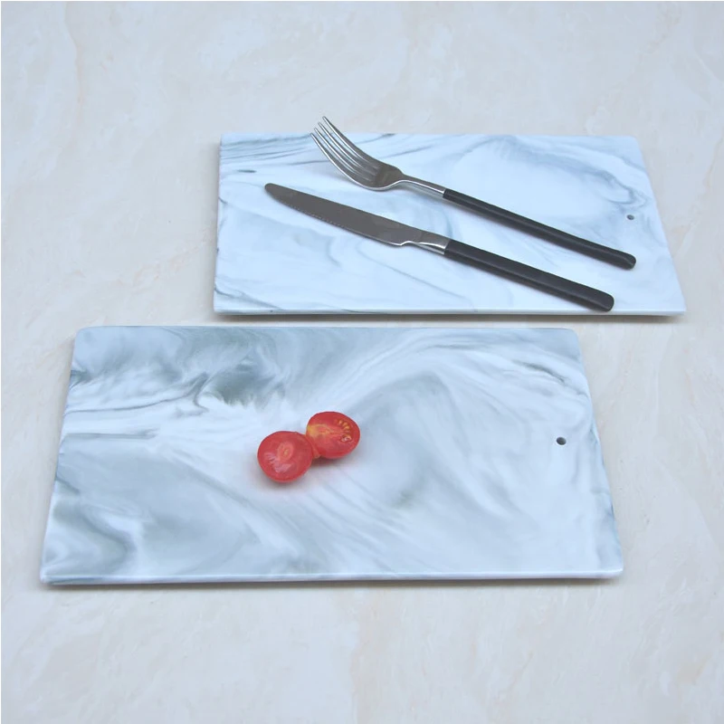 Plato plano Rectangular de cerámica RSCHEF creativo plato de postre ...