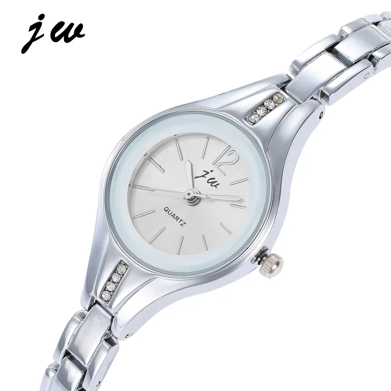 Top Brand JW Crystal Bracelet Watch Women Luxury Silver Stainless Steel ...