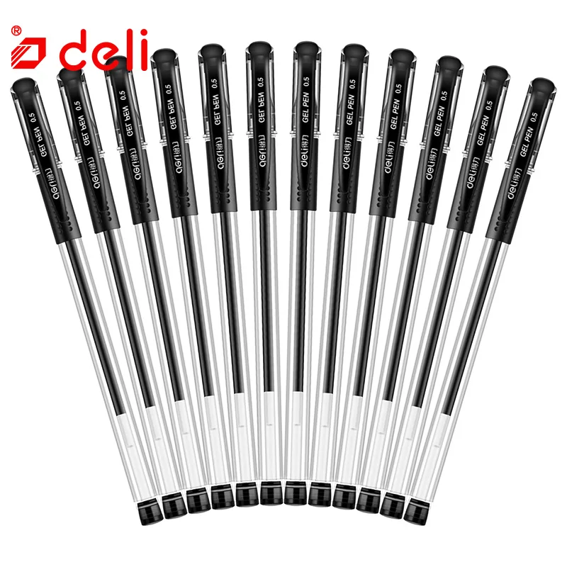Deli 12pcs Gel Pen 0.7mm Black Ink Gel Pen For Writing Student ...