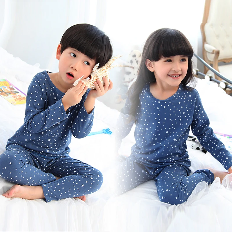 100%Cotton pajamas O Neck long sleeve autumn pajamas children pajamas ...