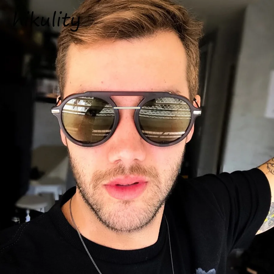 89112 Vintage Steampunk Round Sunglasses Men Luxury Brand Punk Ladies Shades Side Protection