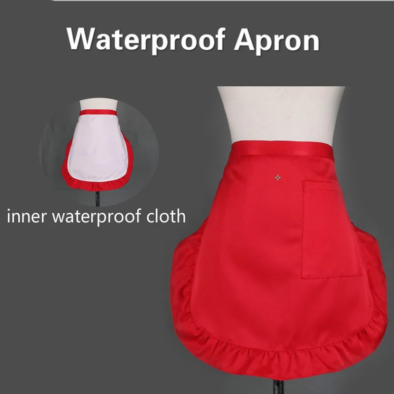 New High Quality Wateproof Half Short Waist Apron Women Cute Frilly ...