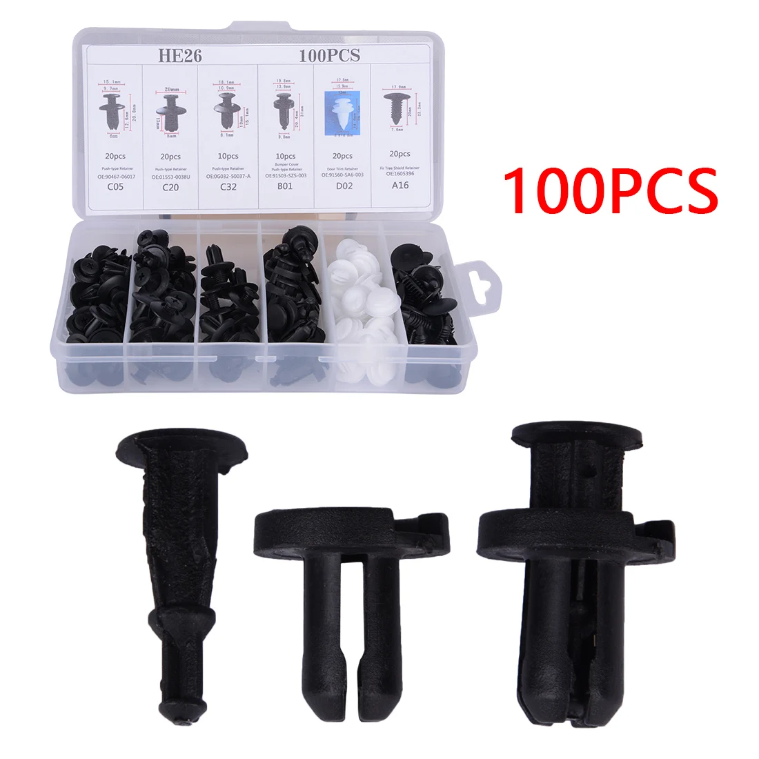 Dewtreetali Universal 100pcs Car Body Plastic Push Pin Rivet Fasteners ...