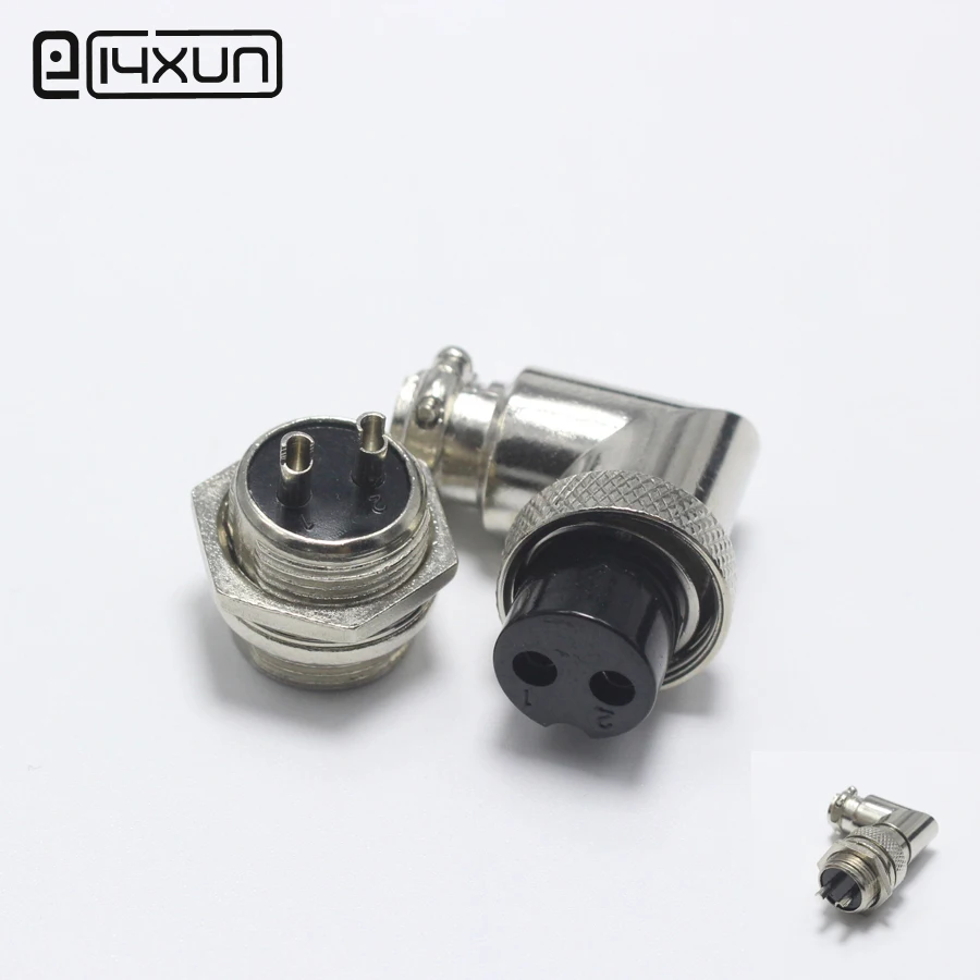 1set Gx16 2pin Aviation Plug 16mm 2 Pin Right Angle Male Plug + Female ...