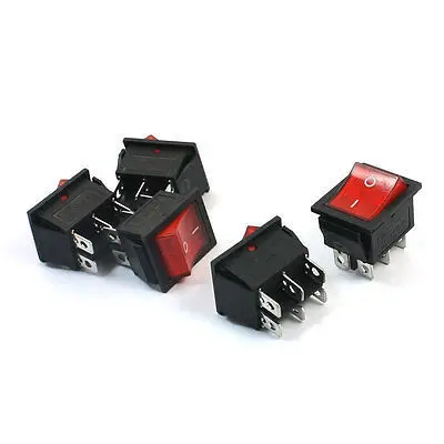 5PCS AC250V 15A AC125V 20A DPDT Self Locking Panel Mount Rocker ...