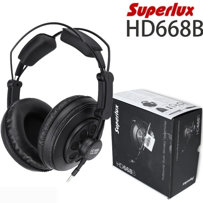 Superlux HD668B auriculares profesionales semiabiertos, monitor dinámico estándar para grabar ...