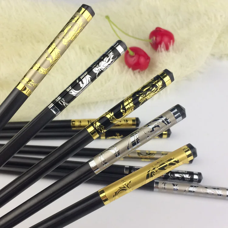 Chopsticks-Chinese-Alloy-Black-Sushi-Hashi-Chop-Sticks-Tableware-Silver ...