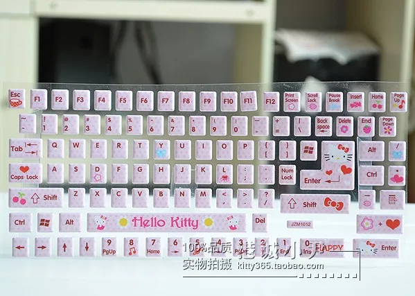 1pc Hello Kitty Keyboard Stickers Cute Hello Kitty Cartoon Notebook ...