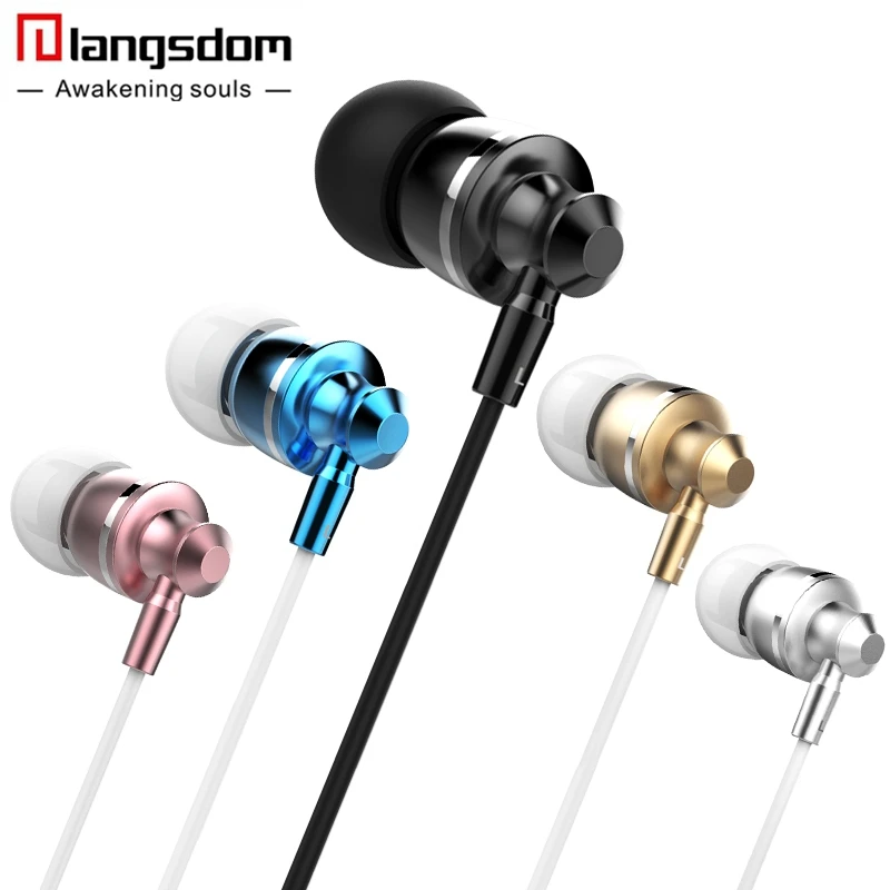 Langsdom Metal Earphones for Phone Bass In ear Headset with Microphone ...