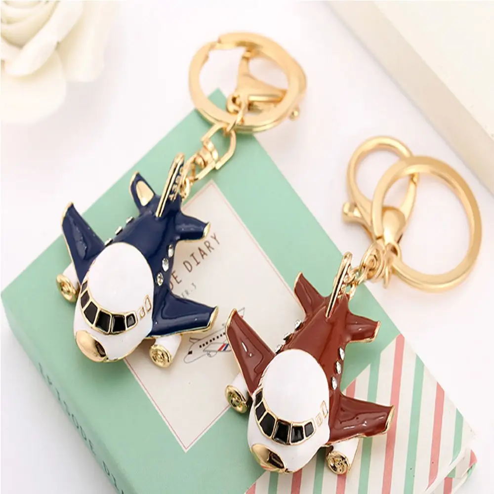 New Arrival Creative Fashion Alloy Rhinestone Metal Airplane Key Ring ...