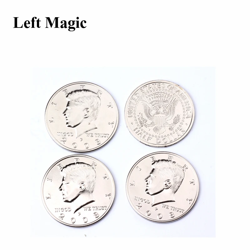 Four Coin To One Big Half(Dollar Diameter 5.6 Cm) Magic Tricks 1 Coins+ ...