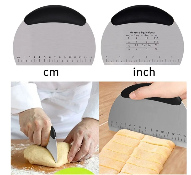 Stainless steel pastry scraper Multipurpose pastry cutter with scale ...