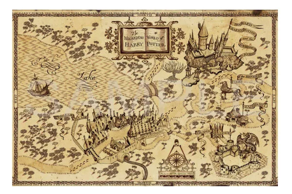 Mapa de Harry Potter do maroto Poster pintura decorativa de alta qualidade 50 x 76 cm estudante ...