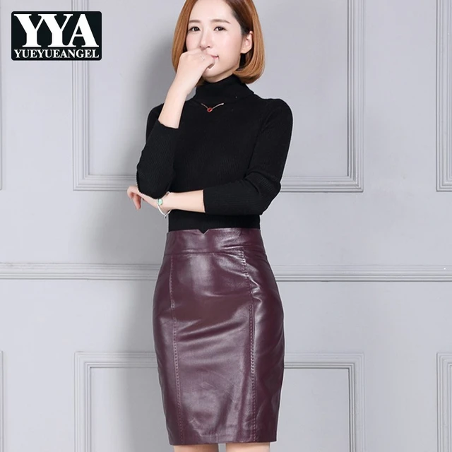 Red Leather Skirts For Women 0162