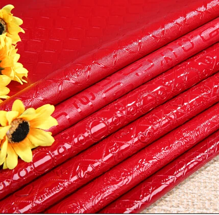 Tecidos de couro sintético em pvc vermelho, para rupholsted pvc couro ...