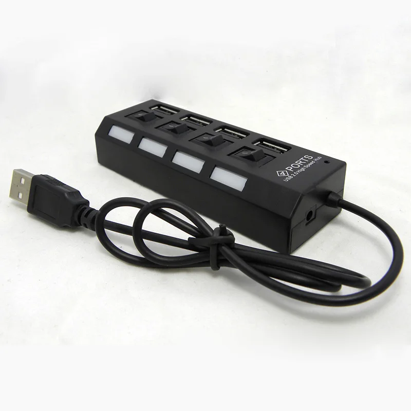 High Speed 4 Port LED USB 2.0 Hub Splitter External Hub USB splitter ...