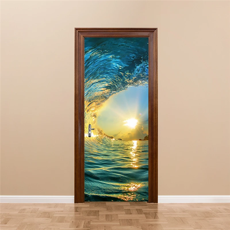 2-sheets-pcs-DIY-Ocean-Wave-Mural-Door-Sticker-Waterproof-Sea-Landscape ...