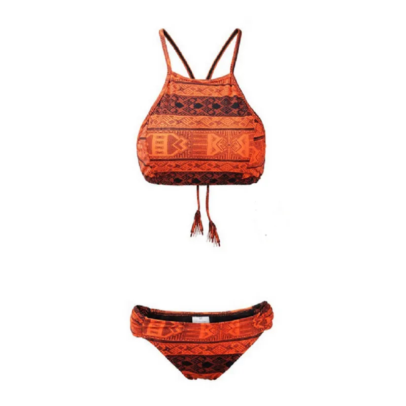 Women's Striped Hang neck Bandage Push Up Padded Bra Top Bikini Set ...