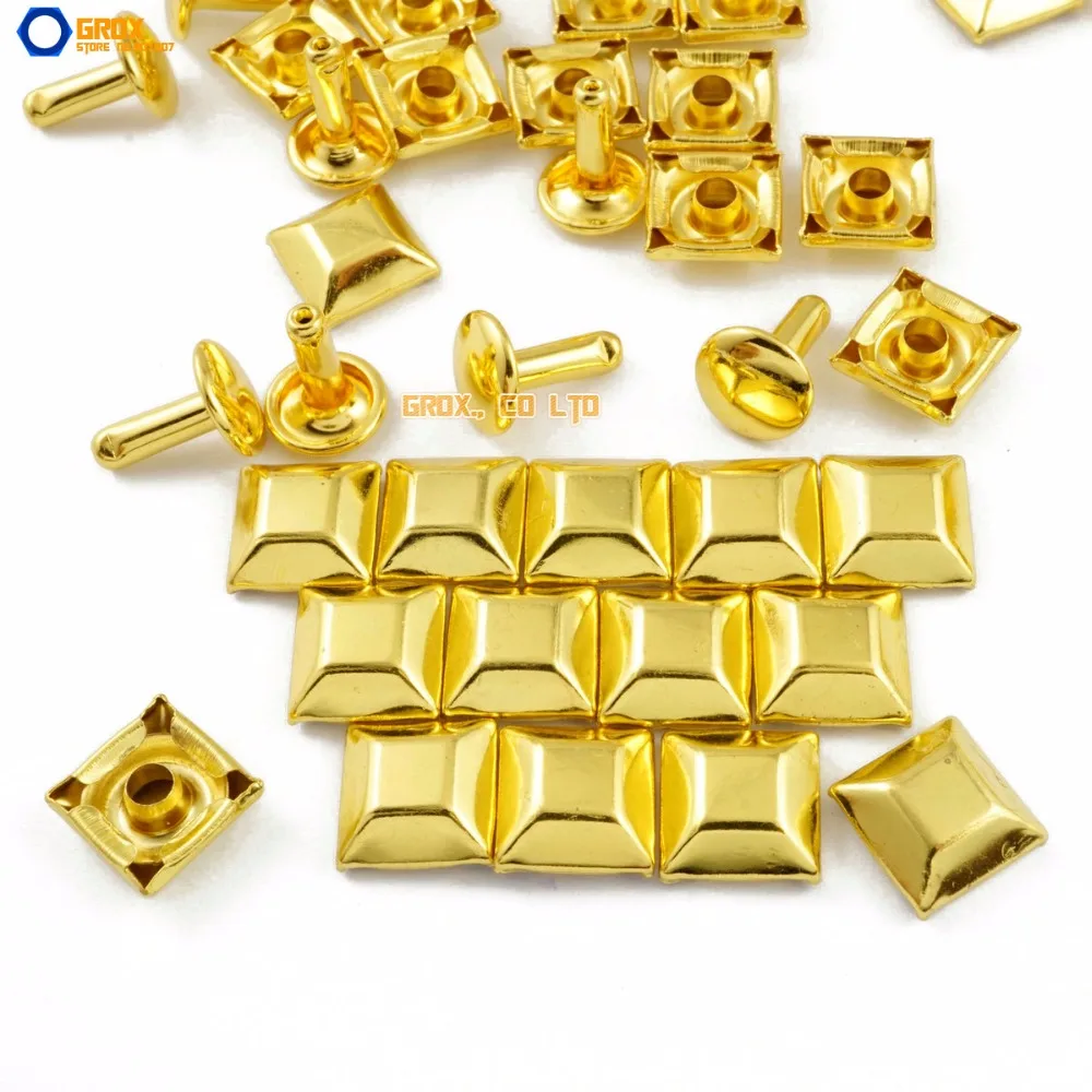 200-set-10mm-Gold-Ladder-Square-Pyramid-Double-Cap-Rapid-Rivet-Punk ...