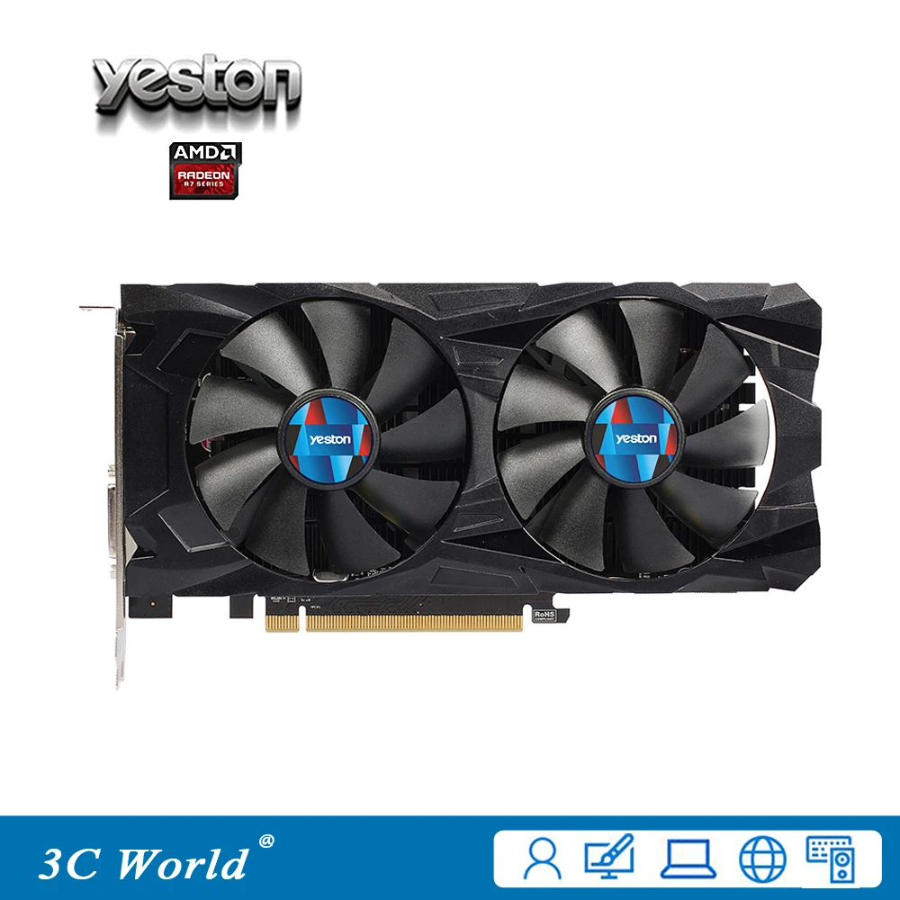 YESTON Placa Gráfica Radeon RX550 4 GB GDDR5 128bit DVI HDMI DP Placa ...