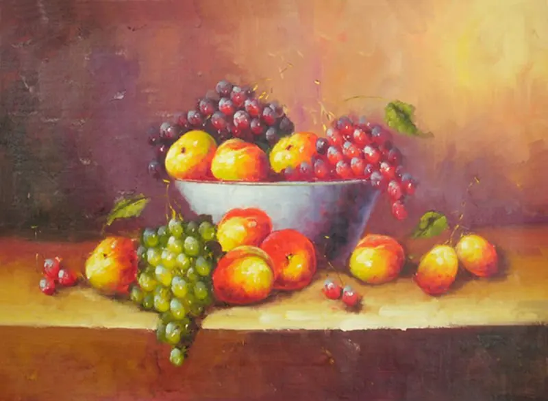 Impresionismo pintura al óleo de fruta en la lona, 100% hechos a mano ...