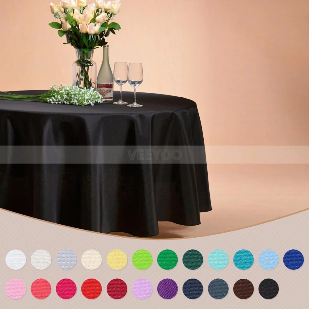 VEEYOO 132" Round Seamless Tablecloth For Hotel Restaurant Wedding ...