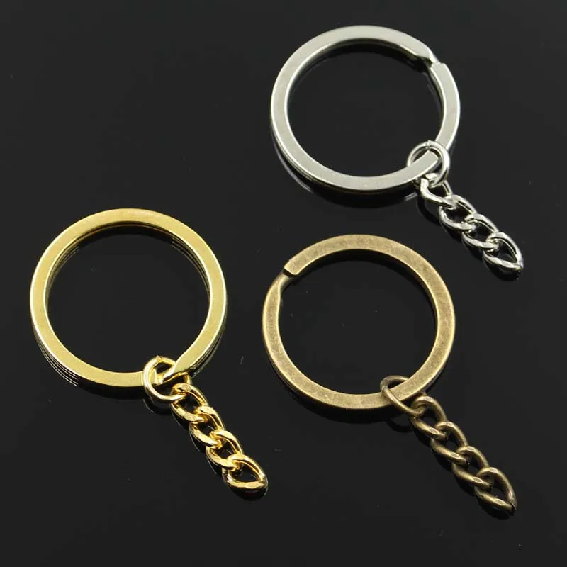 10pcs-Key-Ring-Chain-3-Colors-Gold-Bronze-Silver-Color-30mm-Round-Split ...