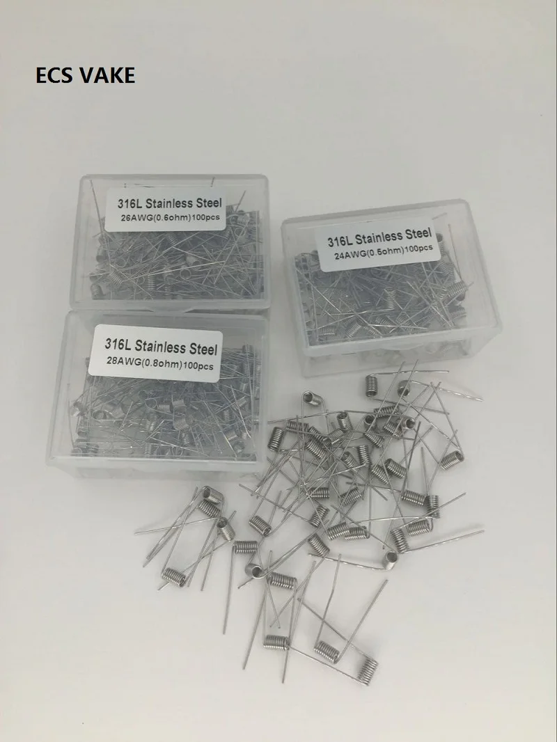 100pcs/Box 316 Stainless Steel prebuilt coils premade coil22 24 26 28 ...