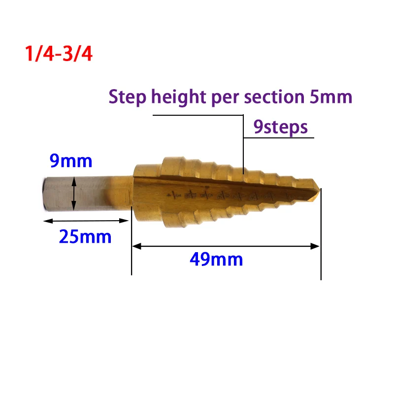 5pcs/Set Hss Titanium Coated Step Drill Bit The Pagoda Shape Hole ...