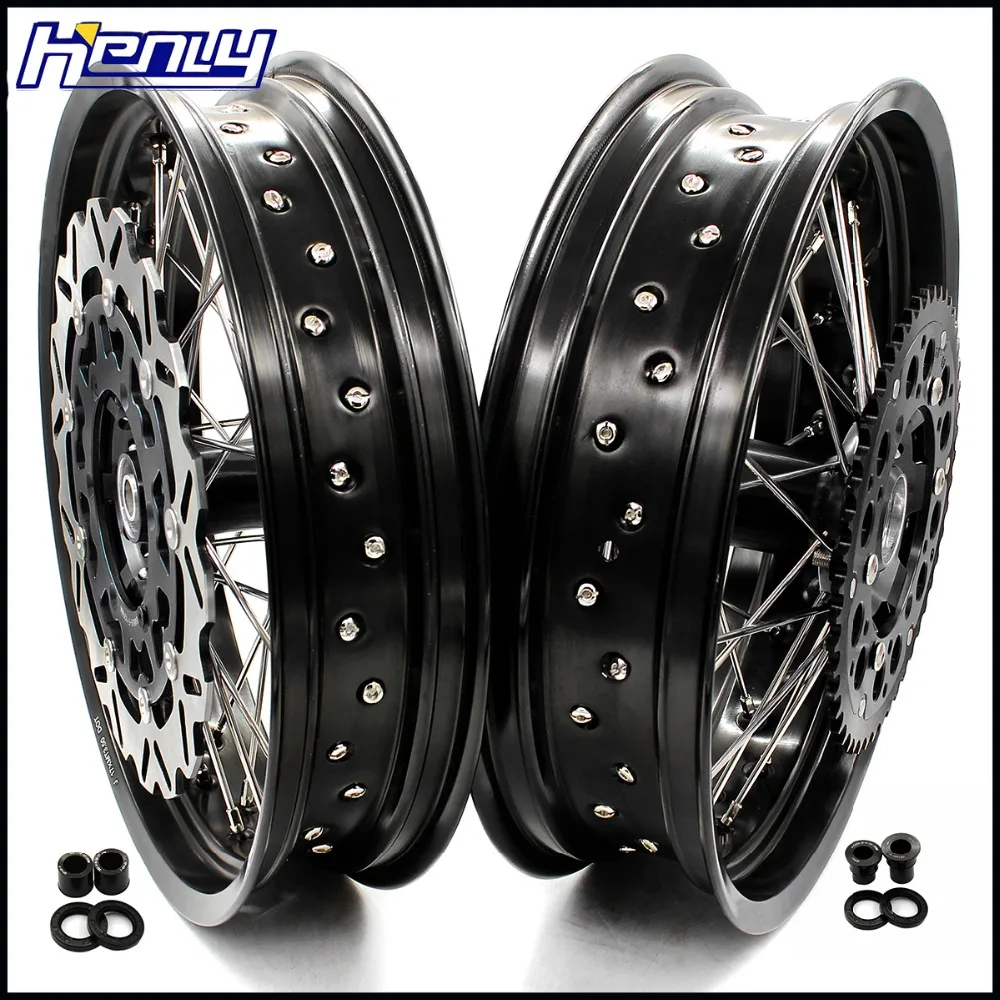 3.5/4.25 COMPLETE SUPERMOTO WHEELS RIMS SET FOR SUZUKI DRZ400 DRZ400E ...