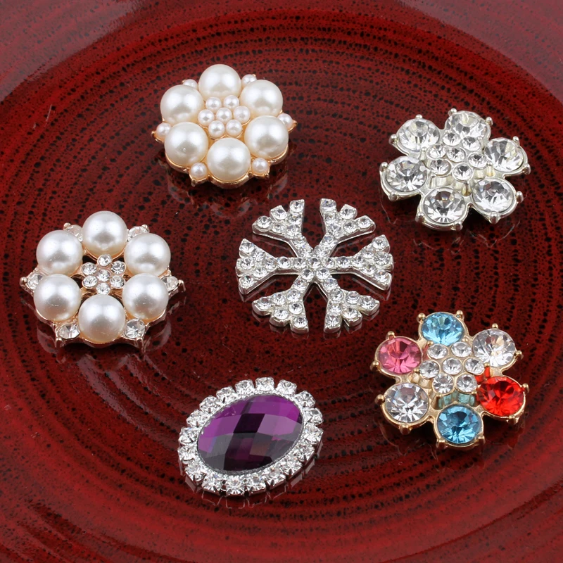 120PCS Vintage Handmade Flower Rhinestone Buttons Bling Flatback ...