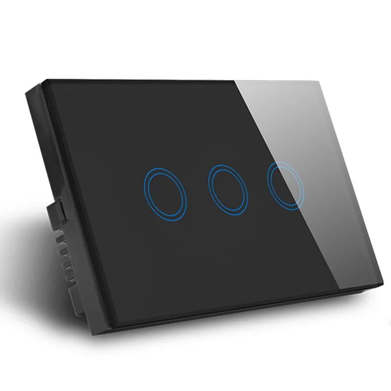 US 3gang wireless crystal glass panel light switch,Smart home wall Push ...