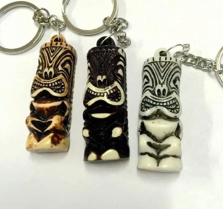 12 Pcs Maori/hawaiian Style Imitation Carved Tiki Amulet Keychain - Key ...