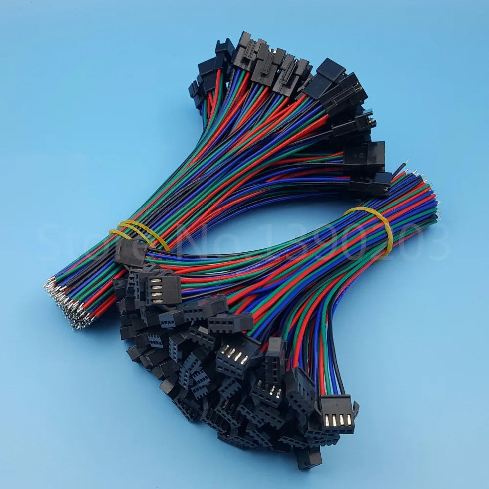 50Pairs SM 4Pin Pitch 2.54mm Male and Female 15cm 22AWG Single End Wire ...