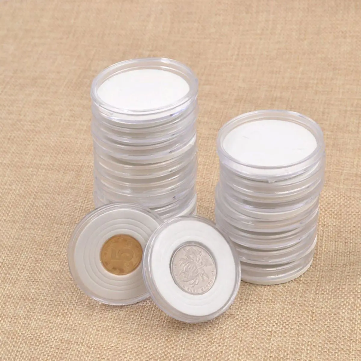 Plastic Coin Storage Cases 20 Pcs Capsules Holder Round 46mm Applied Plastic Coin Storage Cases 20 Pcs Capsules Holder Round 46mm Applied