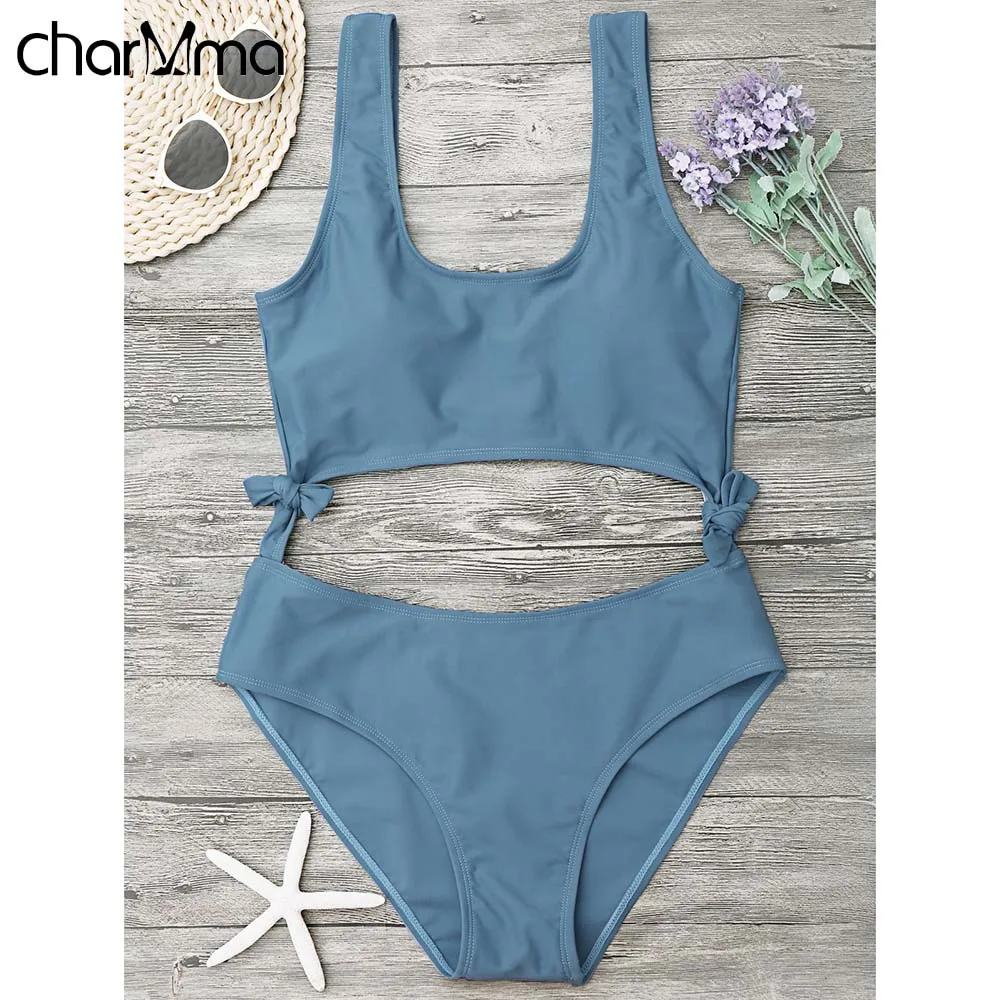 CHARMMA 2018 One Piece Cut Out Bowknot Swimwear Women Sexy Swimsuit ...