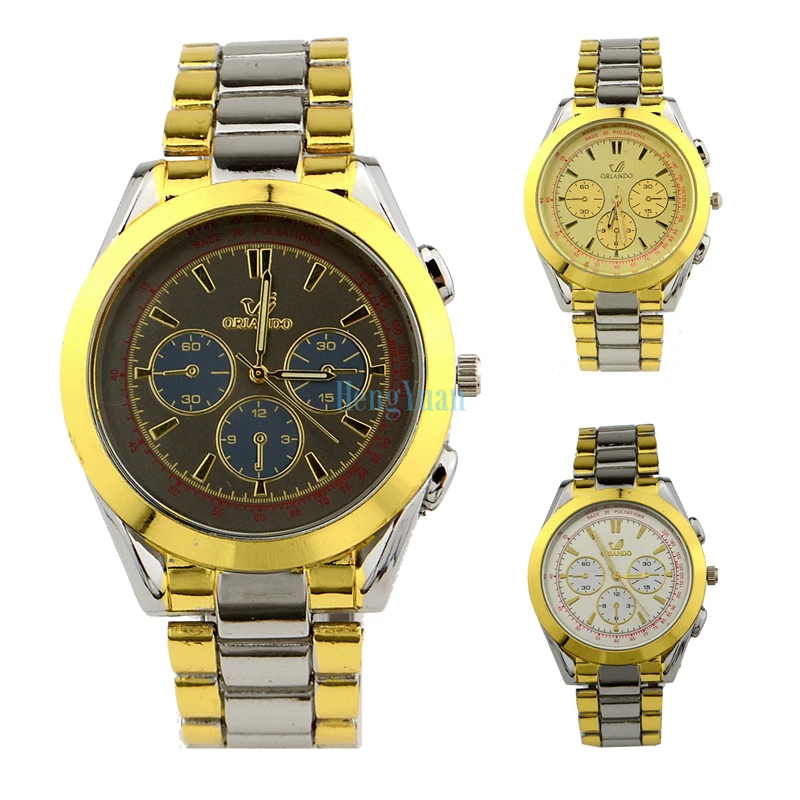 ORLANDO Watch Men Full Steel Watch Men Quartz Gold&Silver Chain ...