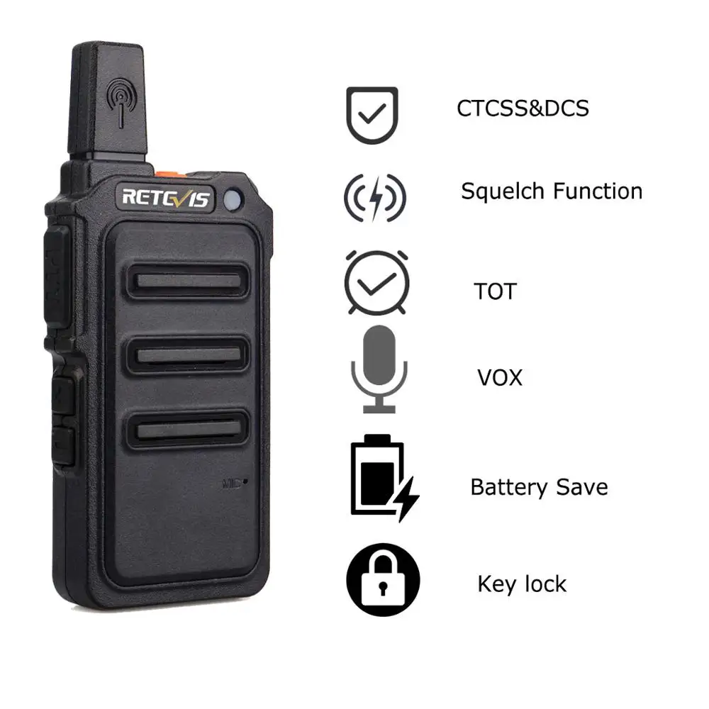 RETEVIS RT19/RT619 Walkie Talkie FRS/PMR446 2W/0.5W VOX CTCSS/DCS ...