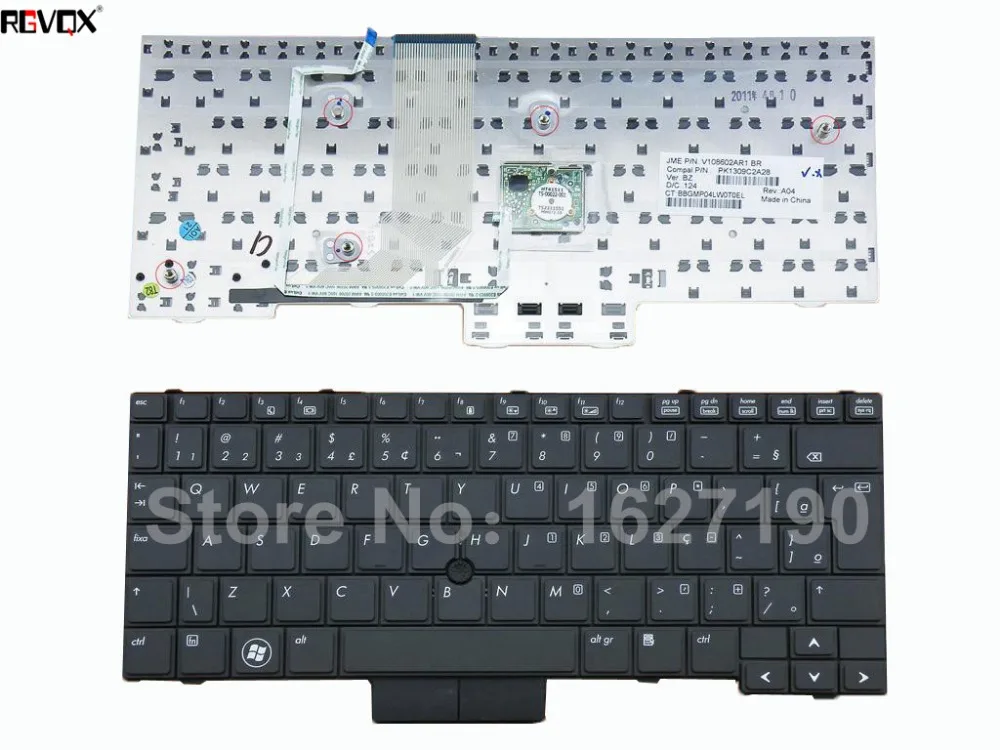 BR 브라질 키보드 노트북 HP 2540P 블랙 용 포인트 스틱 PN:V108602AR1 PK1309C2A28 수리 용 노트북 ...