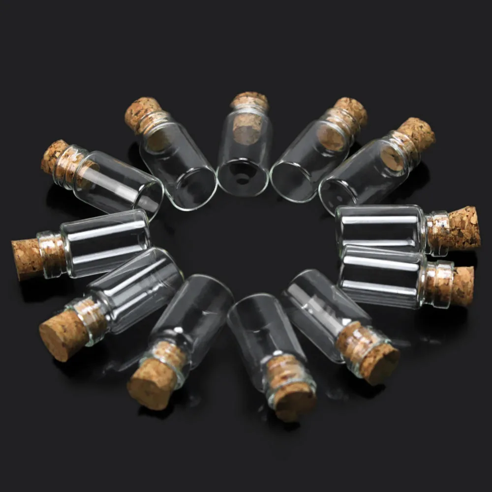 10Pcs Small Tiny Empty Glass Bottle with Cork Stopper Jars Container ...