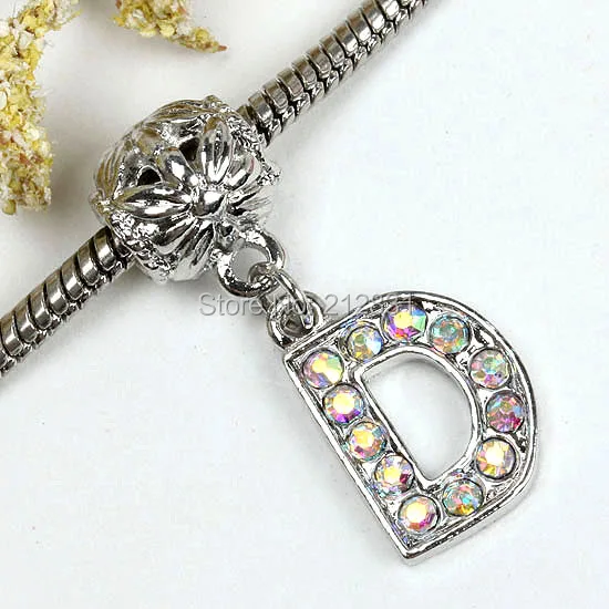 Sale 20 pcs AB Crystal Alphabet Rhinestone Letter D Charms Pendants ...