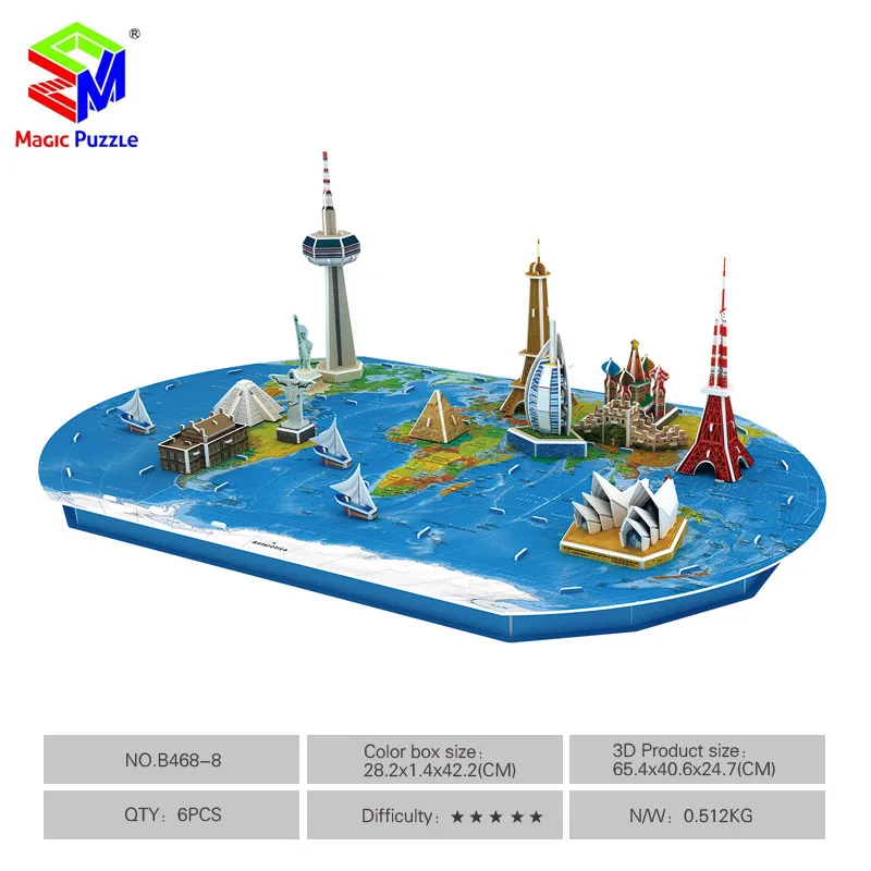 Magic Puzzle World Trip 3d Puzzle Diy Paper Fidget Puzzle For Kids ...