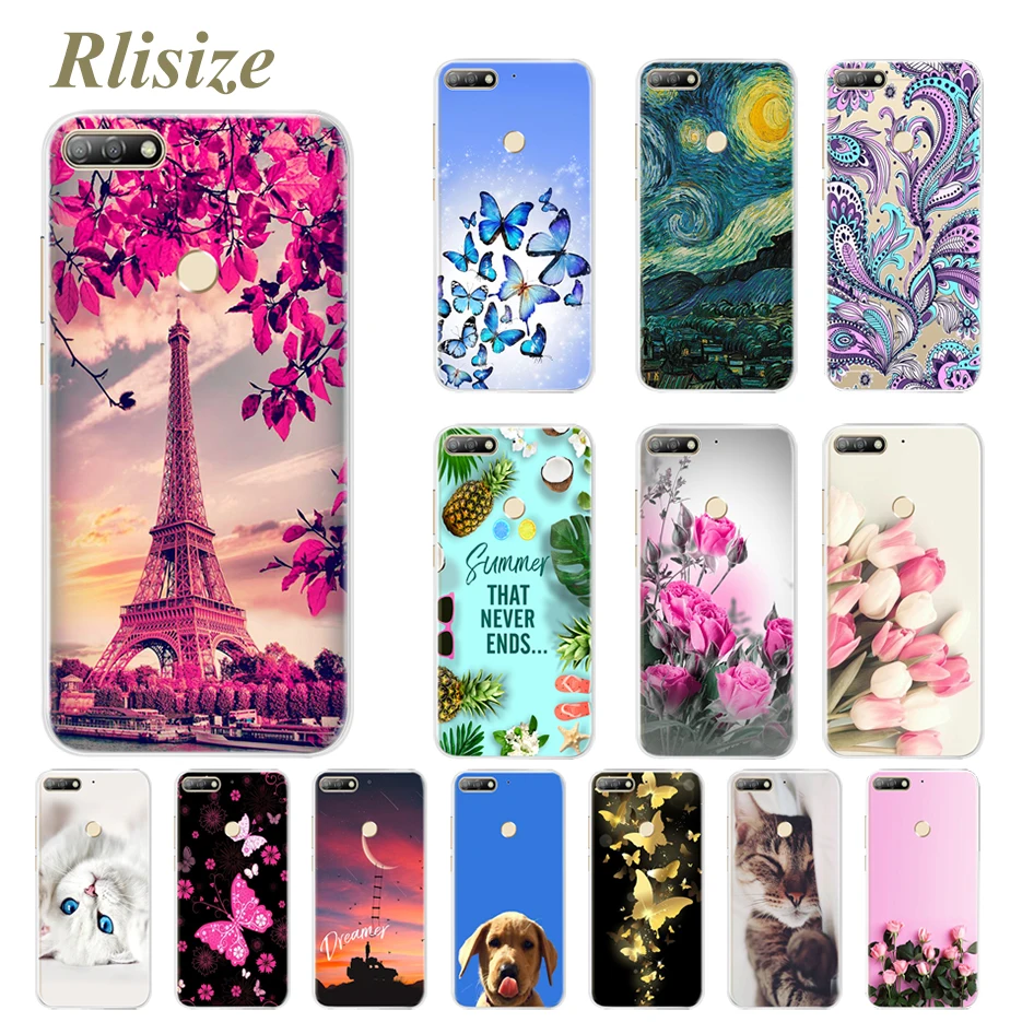 Soft Silicone Case For Huawei Y5 Y6 Y7 Prime 2018 Cute Painted Cover ...