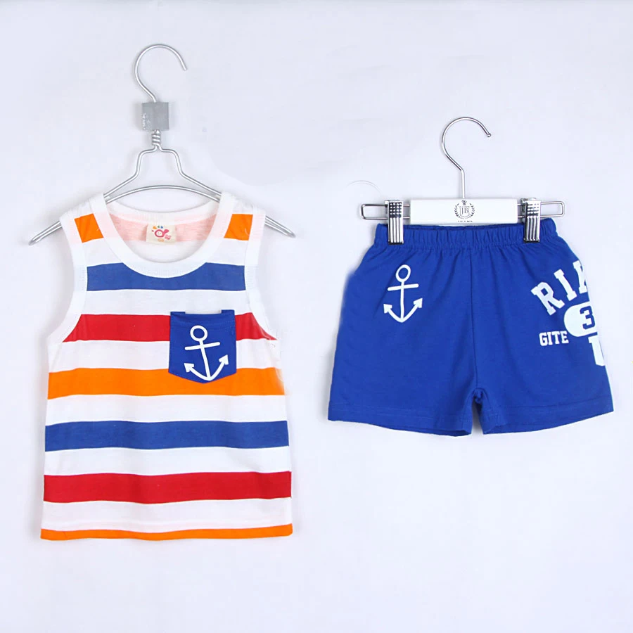 Hot Sale Summer Boys Navy Style Clothing Set Girls Clothing Child Vest ...