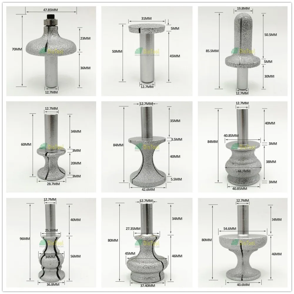 SHDIATOOL Vacuum Brazed Diamond Router Bits Granite Marble Router ...