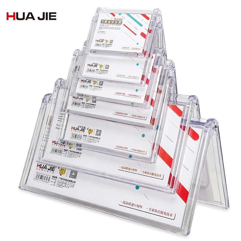 5pcs Table Label Card Transparent Acrylic V shape Meeting Desk Name ...